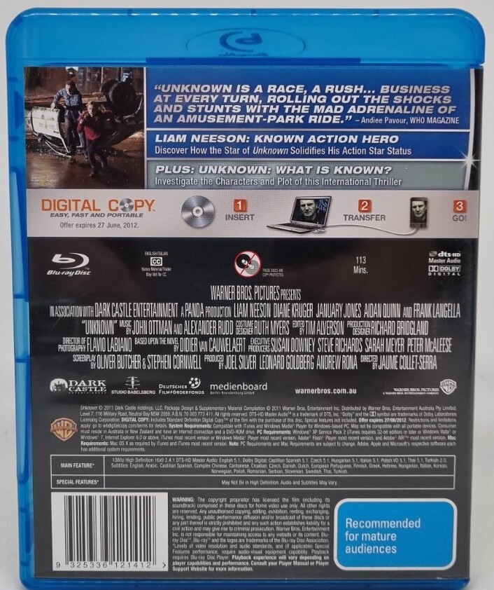 Unknown | Blu-ray + DVD (Blu-ray, 2010) Liam Neeson 9325336121412 ...