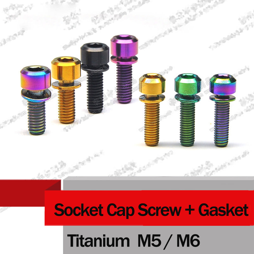 10pcs M5 M6 *14/16/18/20mm Titanium Chamfer Socket Cap Head Stem Screws ...