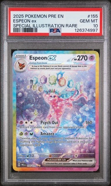 PSA 10 Gem Mint 2025 Pokémon Prismatic Evolutions Pre Espeon Ex #155 ...