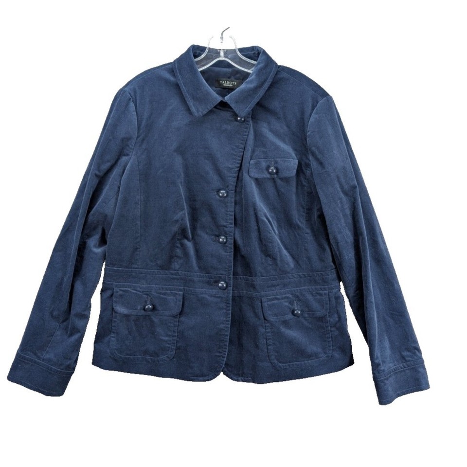 Talbots Jacket Womens Size 2X Top Side Pockets Suede Velour Old Money ...