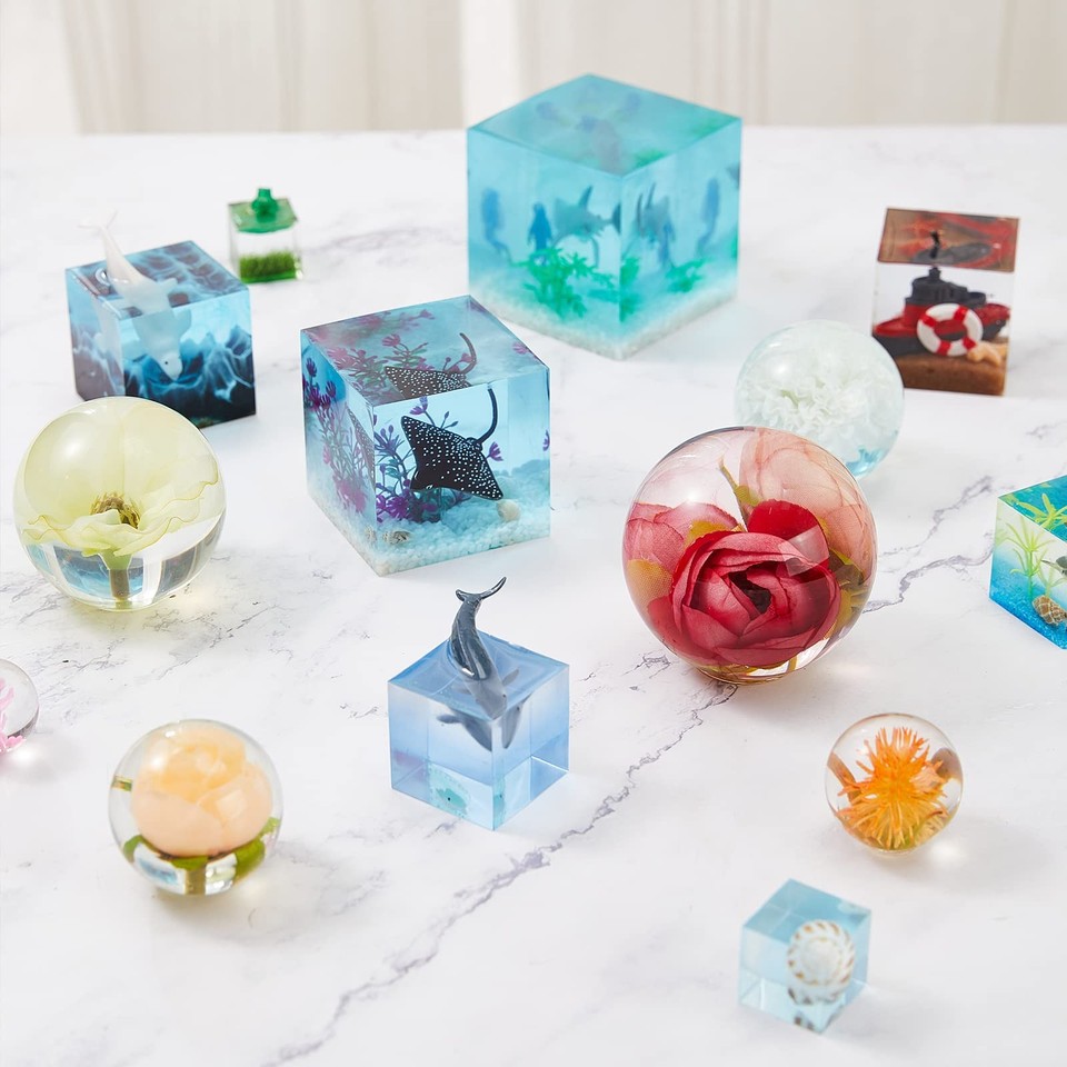 12Pcs Transparent Epoxy Resin Molds Silicone Set, Clear Silicone Molds ...