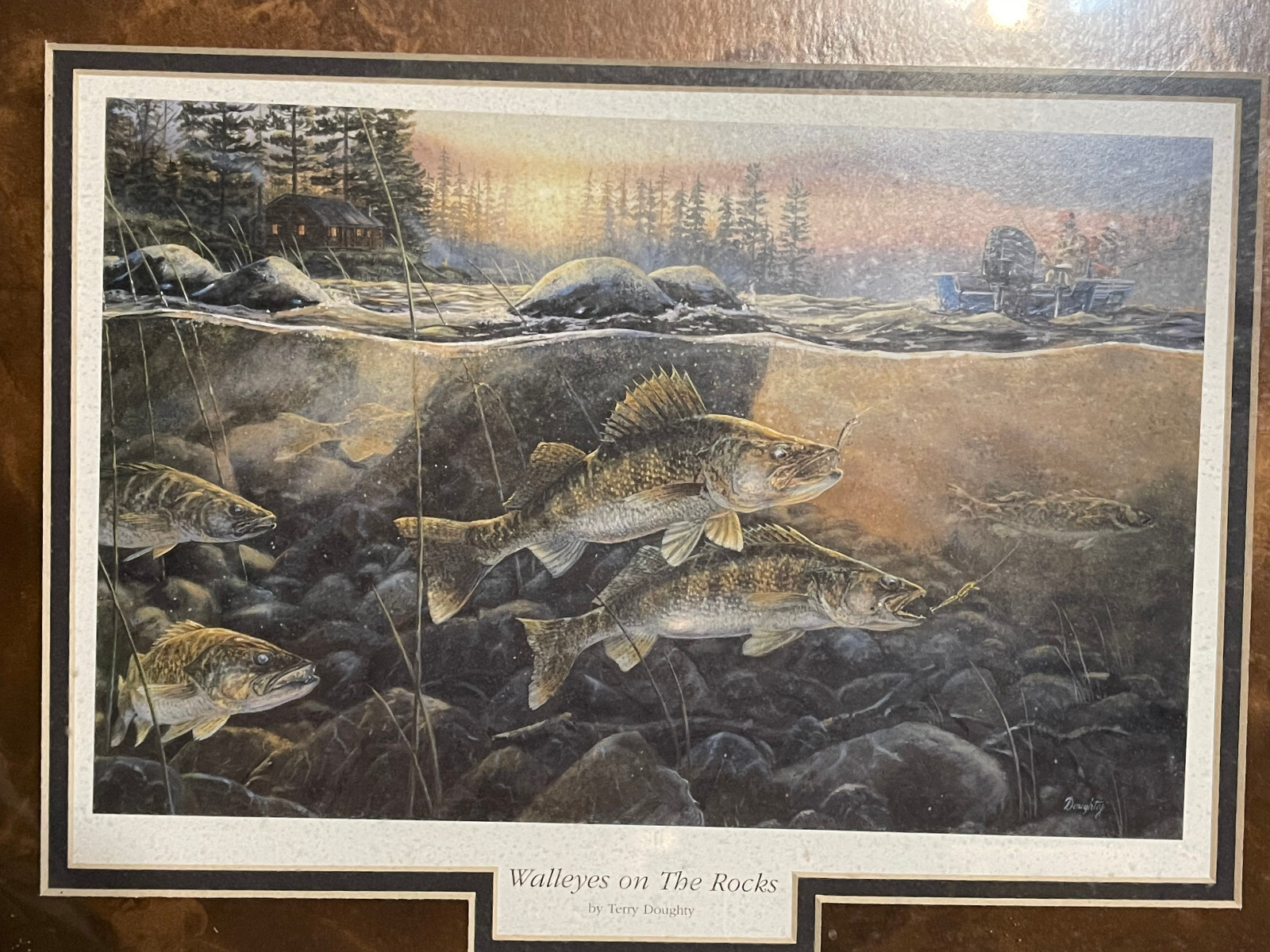 Terry Doughty Walleyes On The Rocks Framed Fishing Print 21" × 17" | eBay