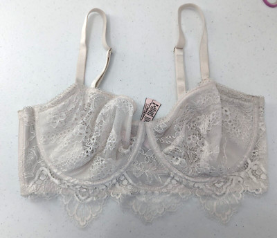 Victoria's Secret Bra 36D Light Gray Lace Push Up Without Padding Dream ...