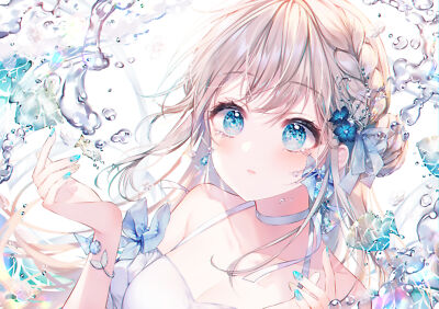Anime Girls Taya Oco Artwork Silver Hair Blue Eyes Gaming Mat Desk ...