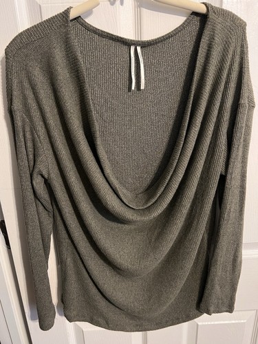 ANTHROPOLOGIE Women’s L Sweater Green Plunge Cowl Neck Pullover | eBay