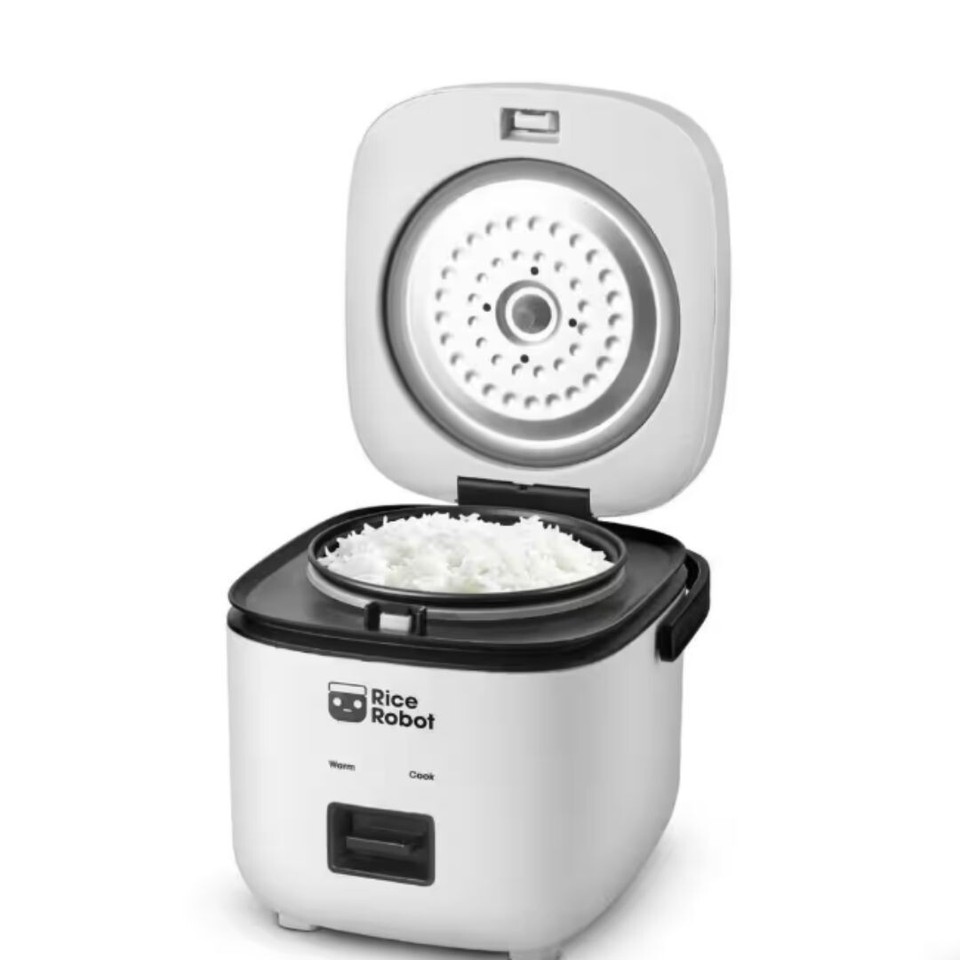 Rice Robot 4 Cup White Space Saving Rice Cooker with Ceramic Nonstick ...