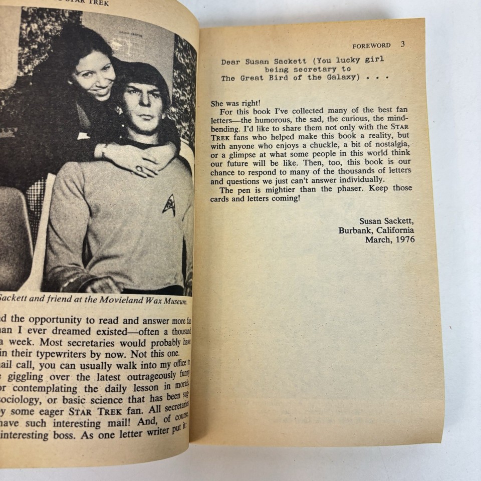 Letters to Star Trek Susan Sackett PB 1977 1st Edition Ballantine ...