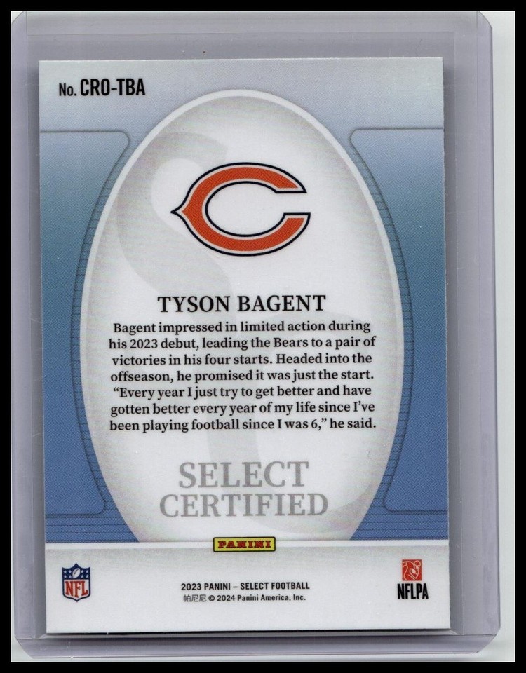 2023 Panini Select #CRO-TBA Tyson Bagent Select Certified Rookies | eBay