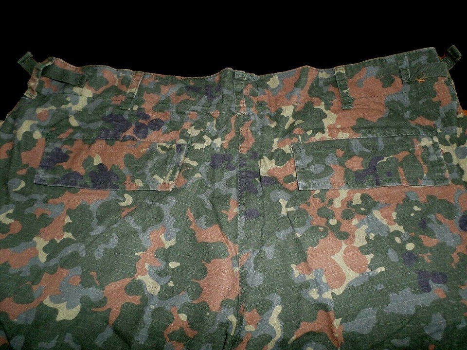GERMAN FLECKTARN CAMOUFLAGE BDU CARGO SHORTS MILITARY STYLE 6 POCKET ...