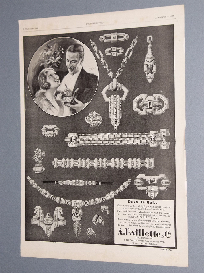 2 1928-1929 FRENCH ADS FOR A.PAILLETTE JEWELRY ART DECO JEWELRY ADS | eBay