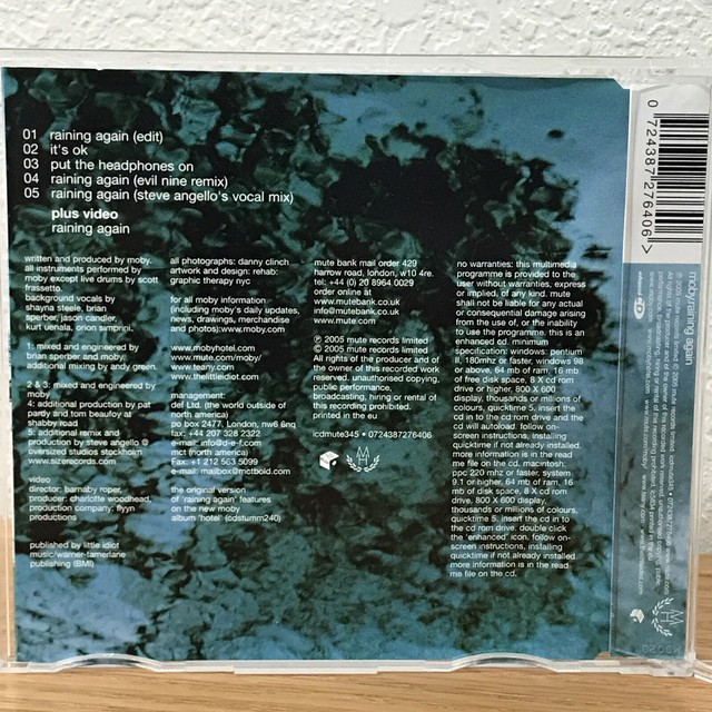 Raining Again [Single] by Moby (CD, May-2005, Mute) for sale online | eBay