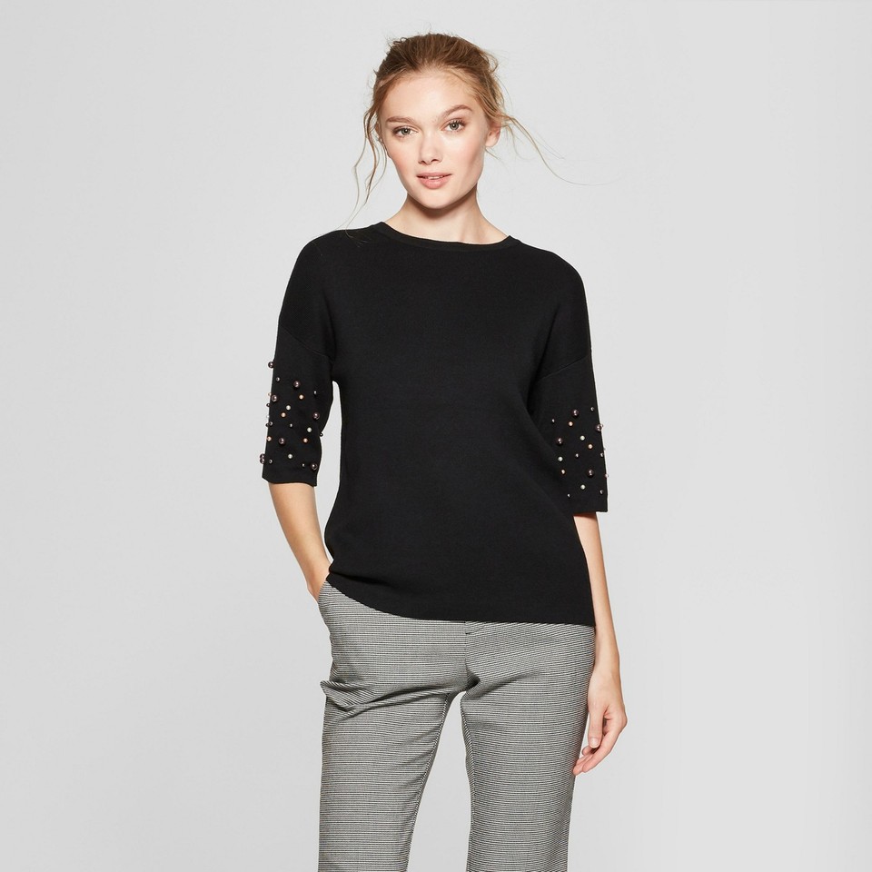 nWT A New Day™ Women's Short Sleeve Pearl Embellished Pullover Sweater ...