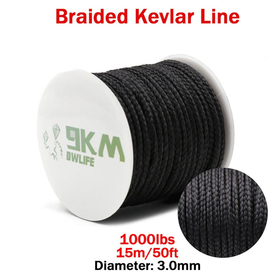 Black Braid Kevlar Line Utility Cord Paracord Camping Tactical made ...