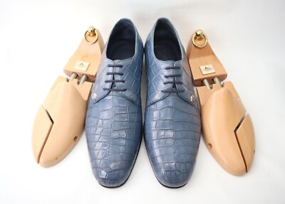 Stefano Ricci Blue Crocodile Skin Derby Mens Shoes 40EU 6UK 7US + LCA ...