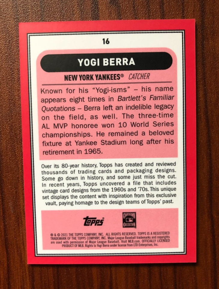 2021 Topps Brooklyn Collection YOGI BERRA #16 Yellow Chartreuse ...