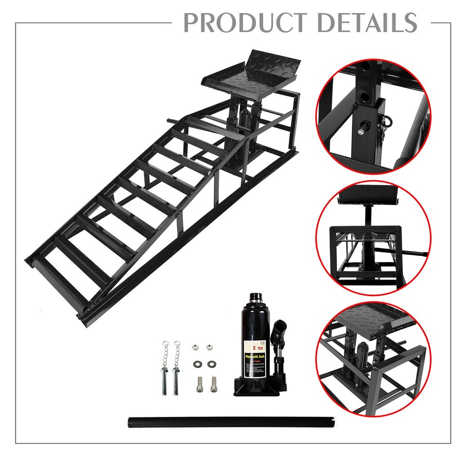 5T Hydraulic Car Ramp Heavy Duty 5000 KG Garage Van Bottle Lift Jack ...