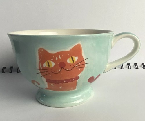 Morgan & Finch Large Mug Cat Polka Dot Mug Coffee Tea Pedestal Cup ...