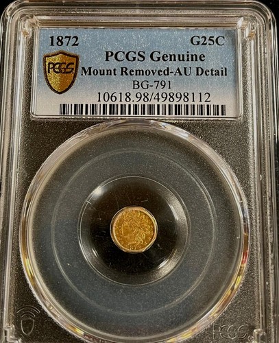 PCGS AU Det 1872 California Fractional Gold Octagonal Liberty Head BG ...