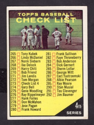 1961 TOPPS 4TH. SERIES CHECK LIST CARD NO:273 B NEAR MINT CONDITION | eBay