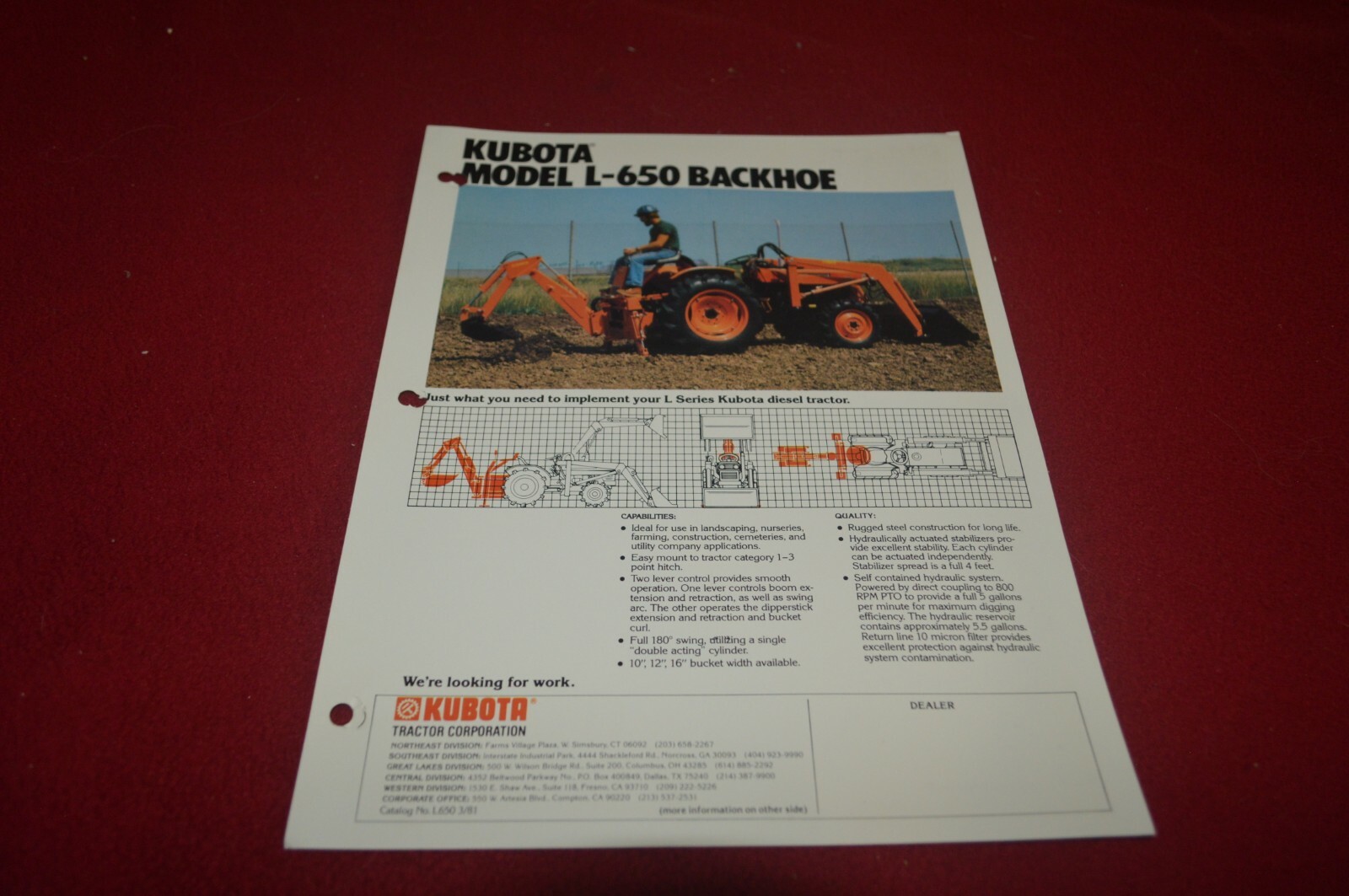 Kubota L-650 Backhoe Dealer Brochure WSVA | eBay UK