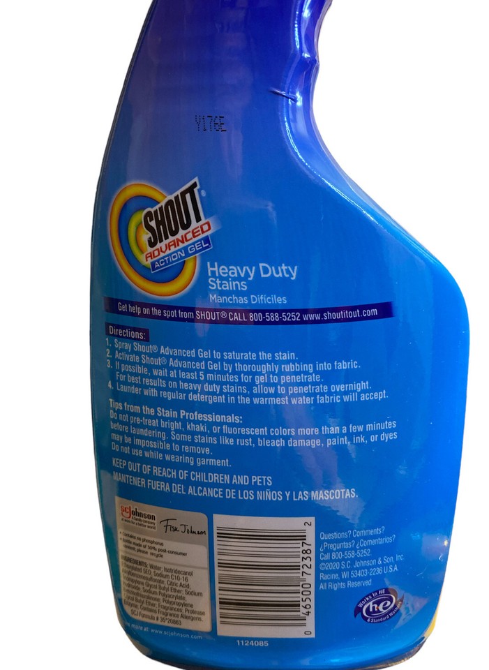 Shout Spray and Wash Advanced Action Stain Remover for Clothes, 22 oz ...