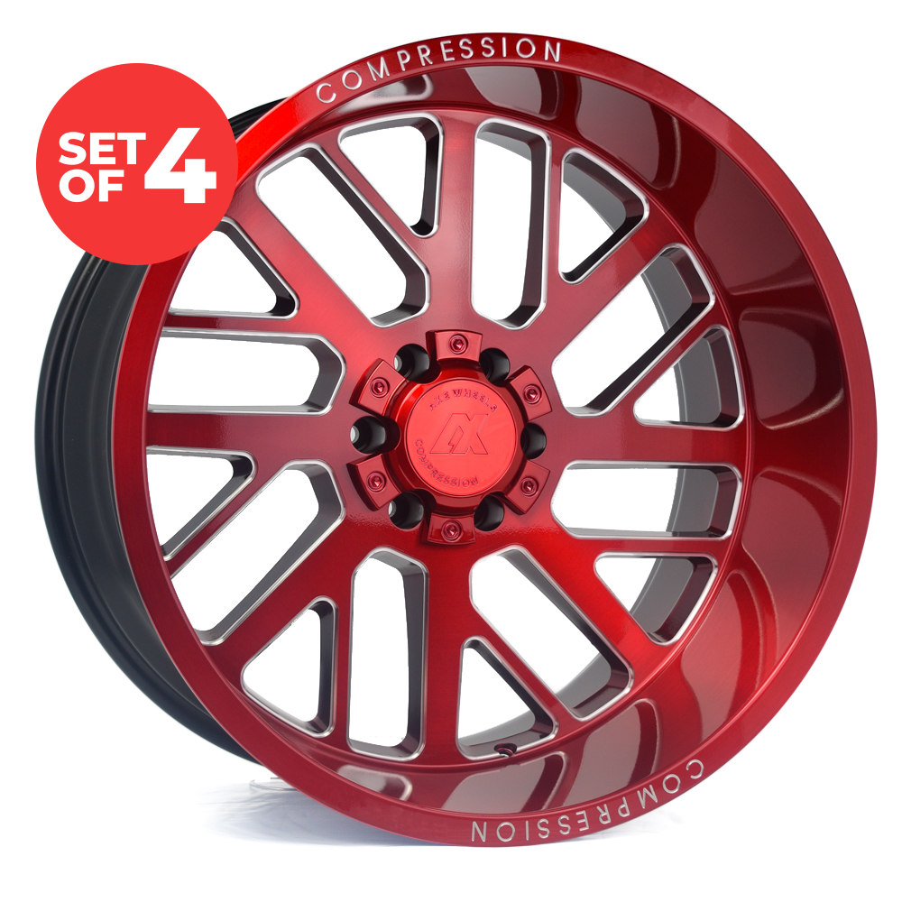 (Set of 4) Axe AX2.2 Wheels 22x12 8x165 -44 mm Red Rims 22'' Inch | eBay