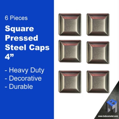 6 Pieces Post Cap - Decorative Durable Heavy Duty Square Pressed Steel ...