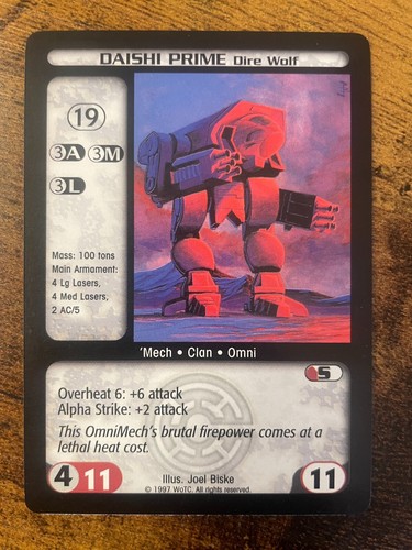 Battletech CCG TCG Card Game Rare Counterstrike Daishi Prime Dire Wolf ...