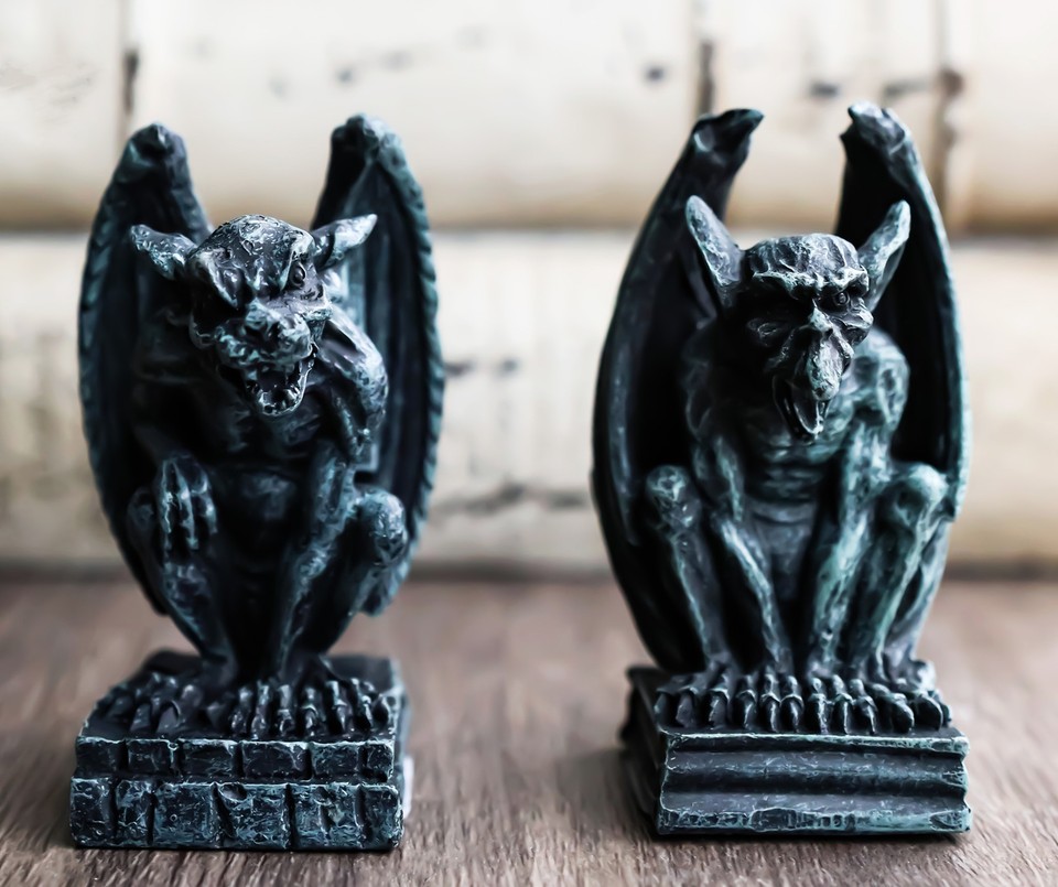 Ebros Notre Dame Guardian Mini Gargoyle Statue Set of 2 Miniature 2.5 ...