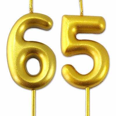 Gold Number 65 Candle 65th Birthday Party Cake Decoration Anniversary ...