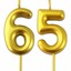 Gold Number 65 Candle 65th Birthday Party Cake Decoration Anniversary ...