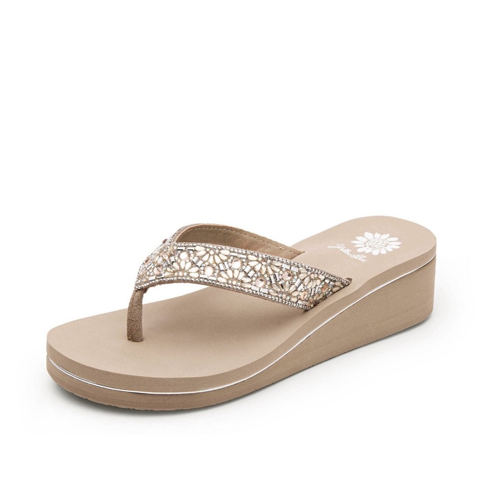 YELLOW BOX SAVIRA TAUPE WEDGE SANDAL MEDIUM WIDTH NEW IN BOX | eBay