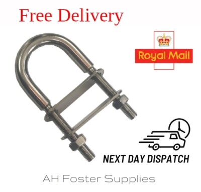 U Bolts Stainless Steel Rigging A4 316 Marine Grade 2 plates M4 M5 M6 ...