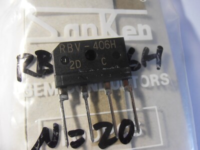 2x RBV406H Bridge Rectifier 4A 600v ZIP4 SANKEN | eBay