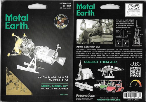 Apollo 11 Command Module CSM with Lunar Module Metal Earth Steel Model ...