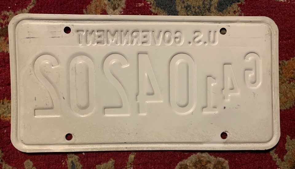 1970's VINTAGE U.S. GOVERNMENT LICENSE PLATE OBSOLETE IN ORIGINAL ...