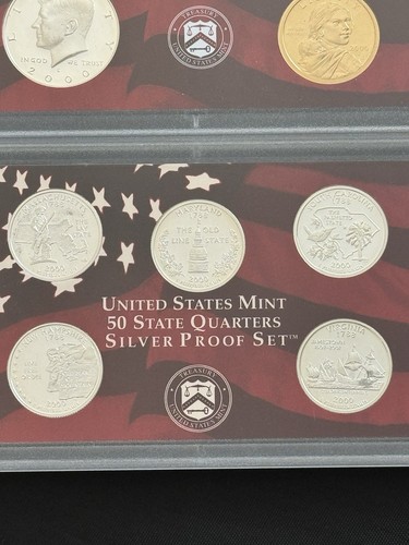 2000 Silver Proof Set 90% Coin United States Mint 50C 25C Uncirculated ...