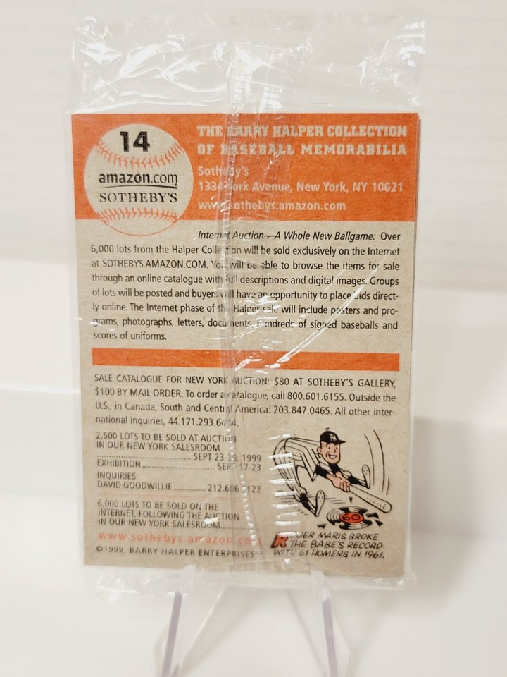 1999 Sotheby's Barry Halper Collection Special Lim Ed Baseball Cards ...