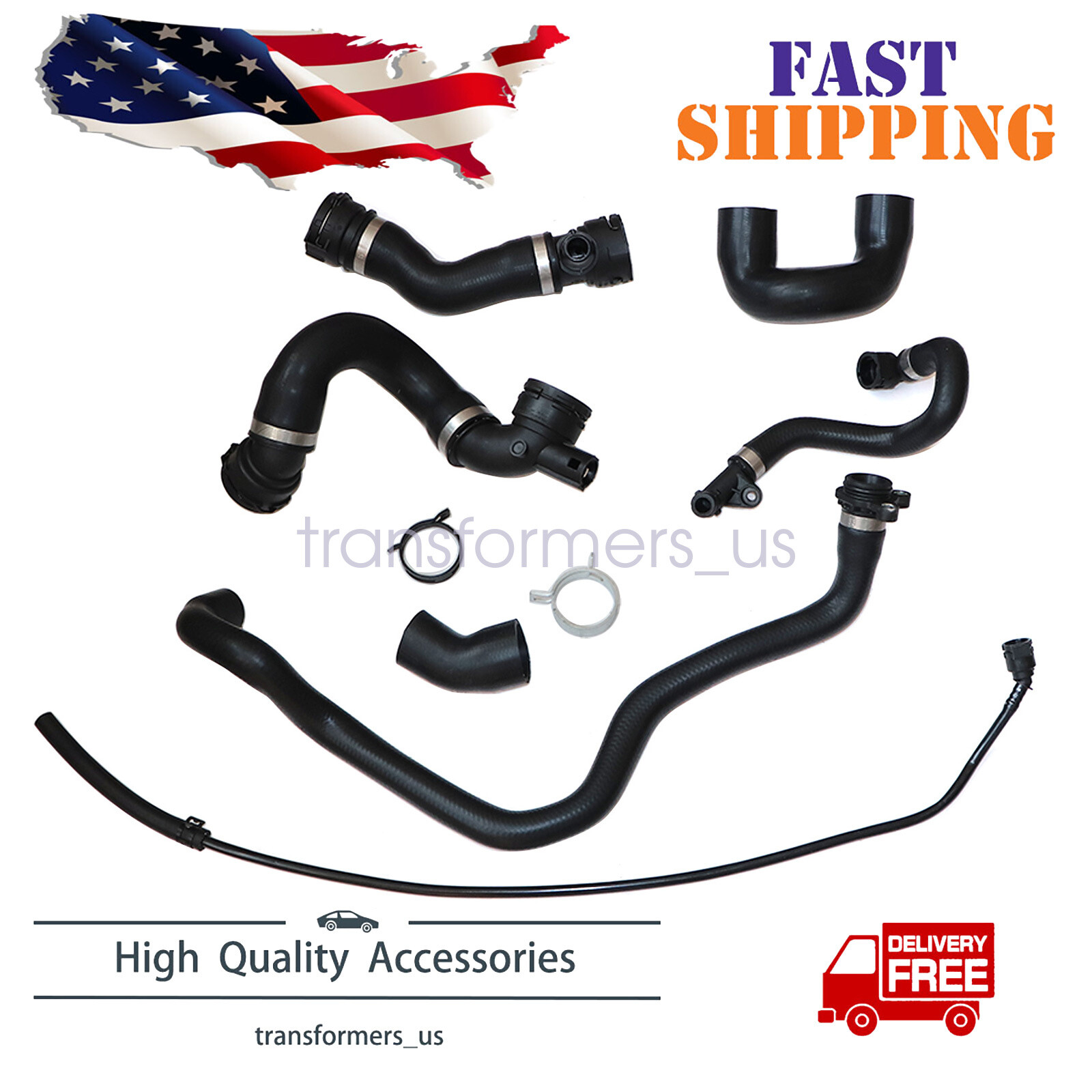 Radiator Coolant Water Hose Pipe Kit (7 Hoses) for BMW E90 128i 328i ...