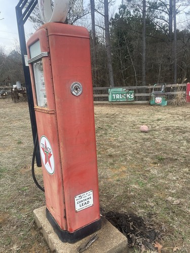 PAIR PORCELAIN GAS PUMP SIGNS MOTOR FUEL CONTAINS LEAD ANTIKNOCK Texaco ...