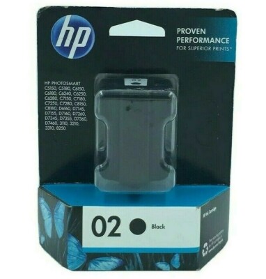 NEW HP 02 Black Original Ink Cartridge Genuine EX 01-15 | eBay