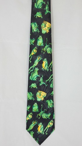 Happy Frogs Men's Neck Tie Amphibian Green Frog Toad Animal Black ...