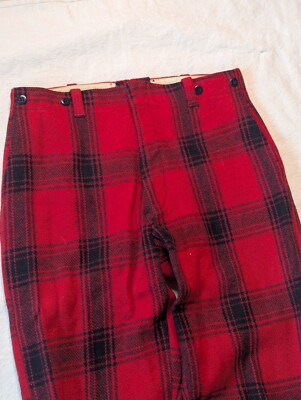Pinecrest VTG 50s Red Plaid Wool Boat Sail Drill Hunting Pants / Size ...
