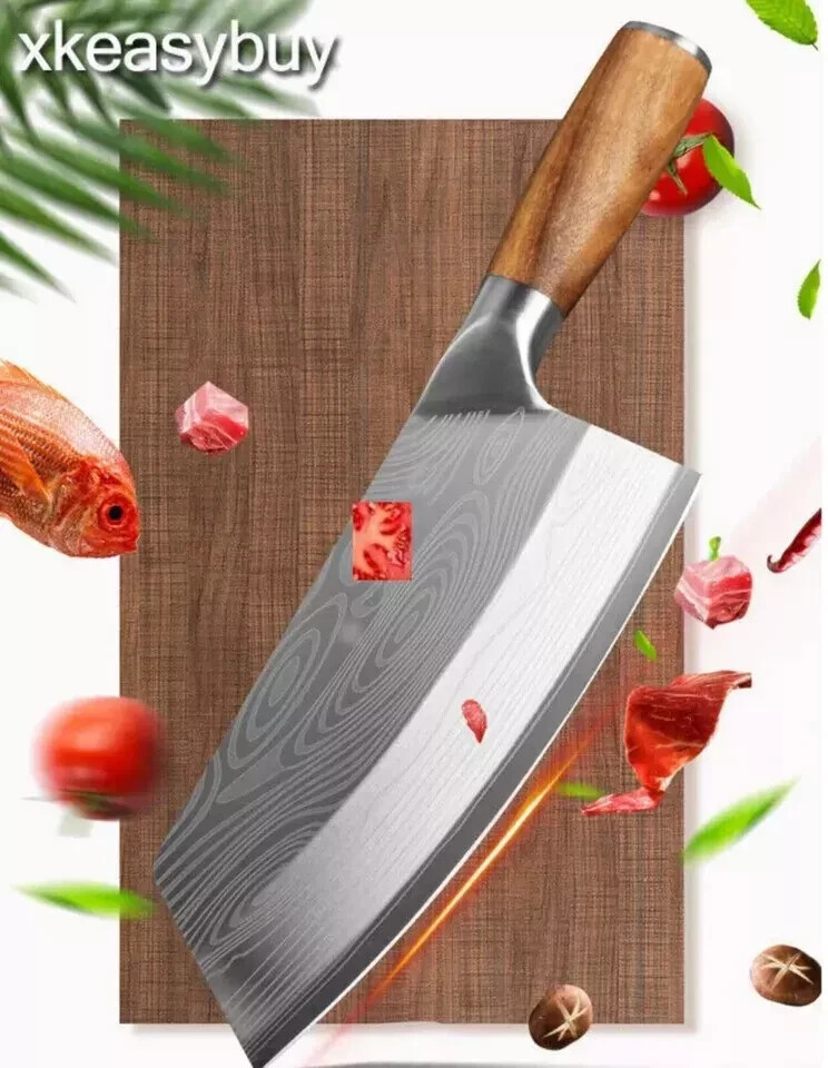 Kitchen Knife Stainless Steel Asian Butcher Chef Damascus Cleaver Chopping Meat | eBay