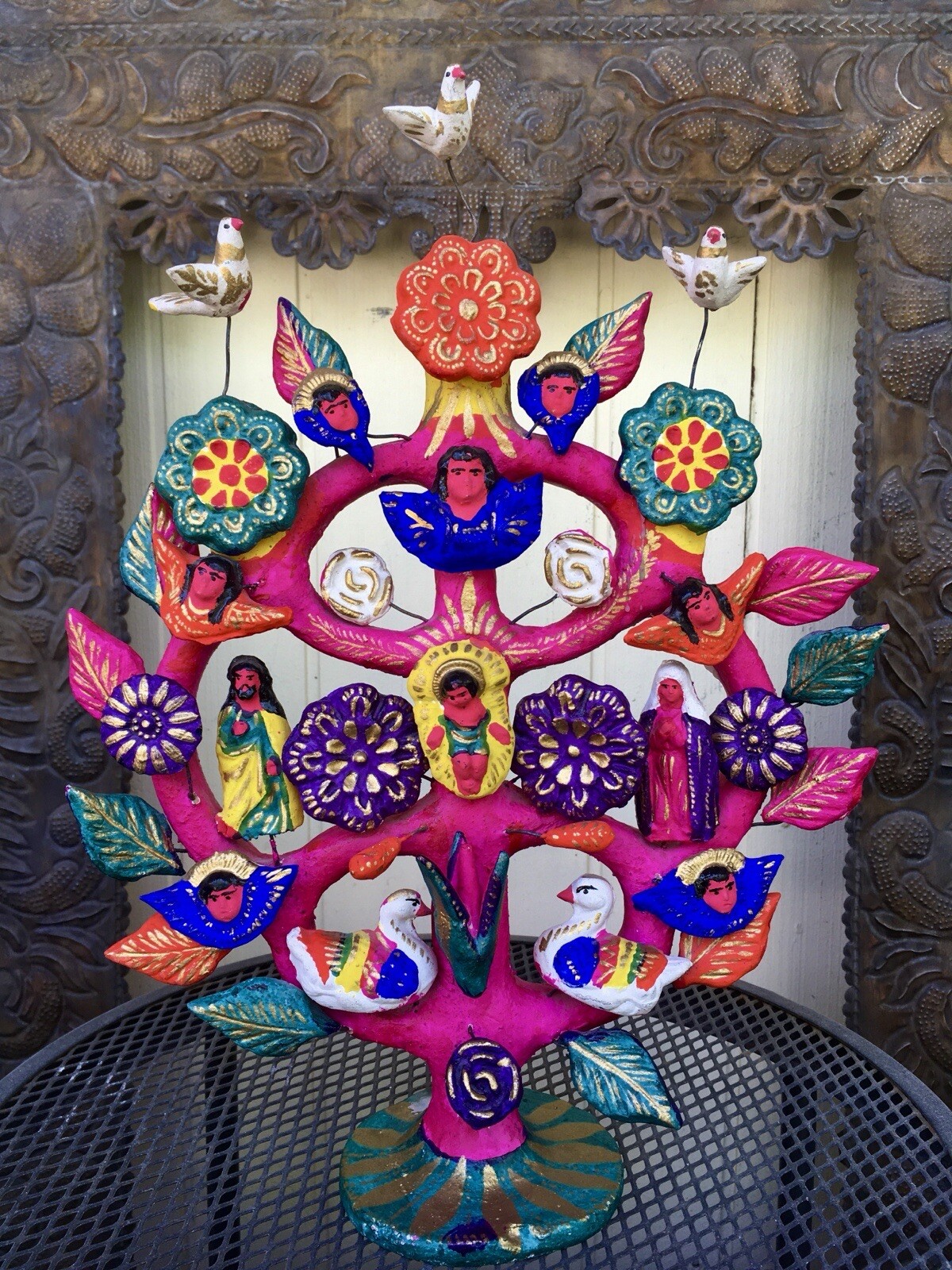 Stamped MODESTA FERNANDEZ Metepec Tree of Life Vtg Mexican Candelabra ...