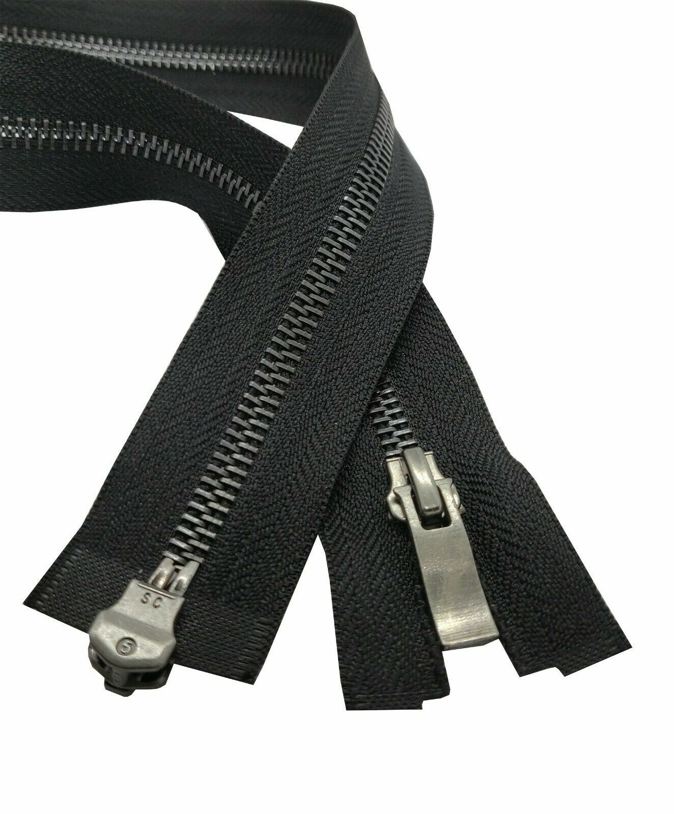 2 Way METAL Zip Open End Black Fastener Size #5 Black Nickel Teeth ...