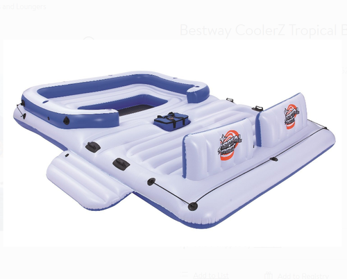 6 Person Inflatable Floating Island Pool Lake Party Canopy Raft Lounge ...