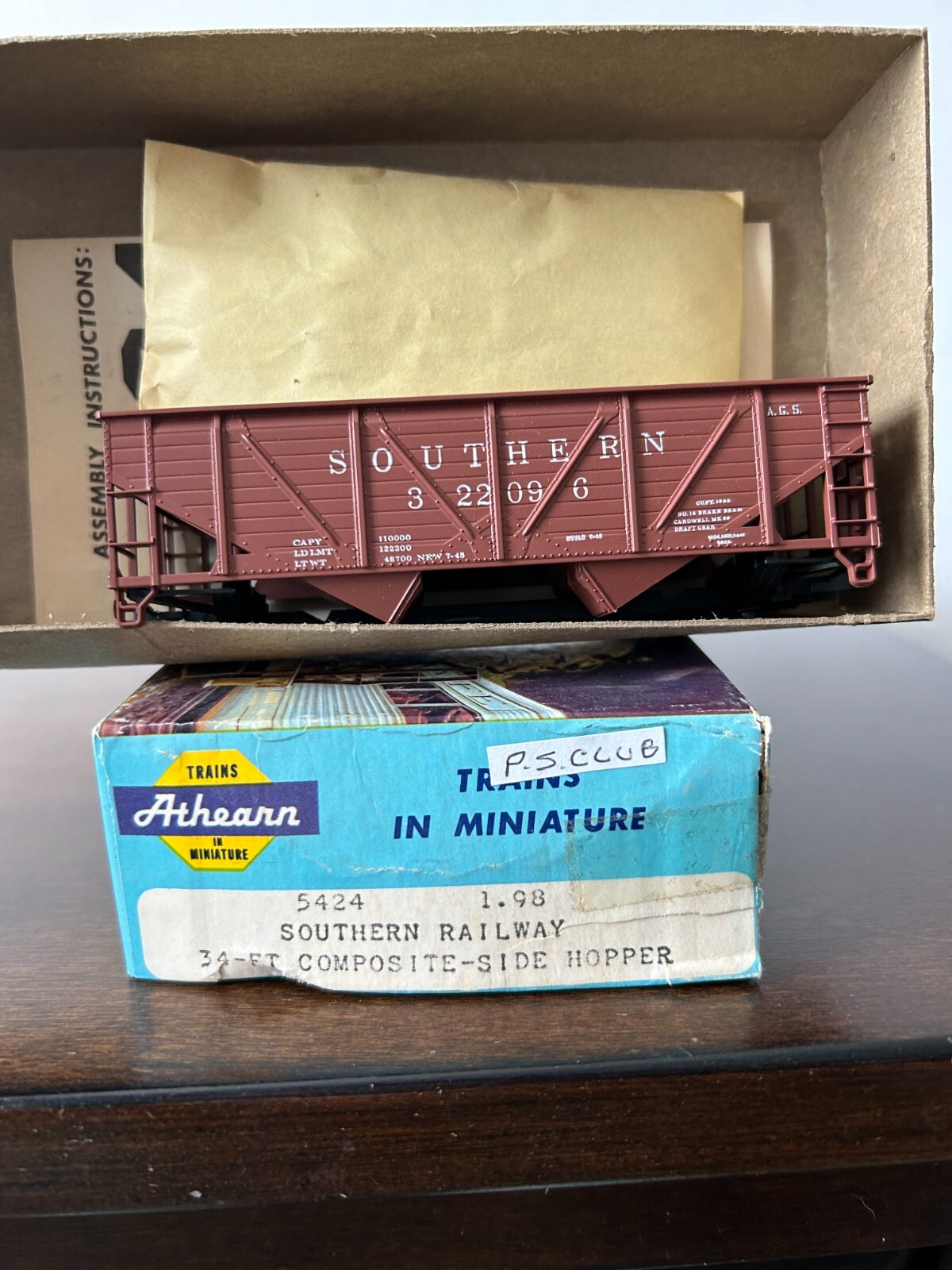 ATHEARN #5424 Southern 34' Composite Side 2-Bay Hopper Car #322096 Kit ...