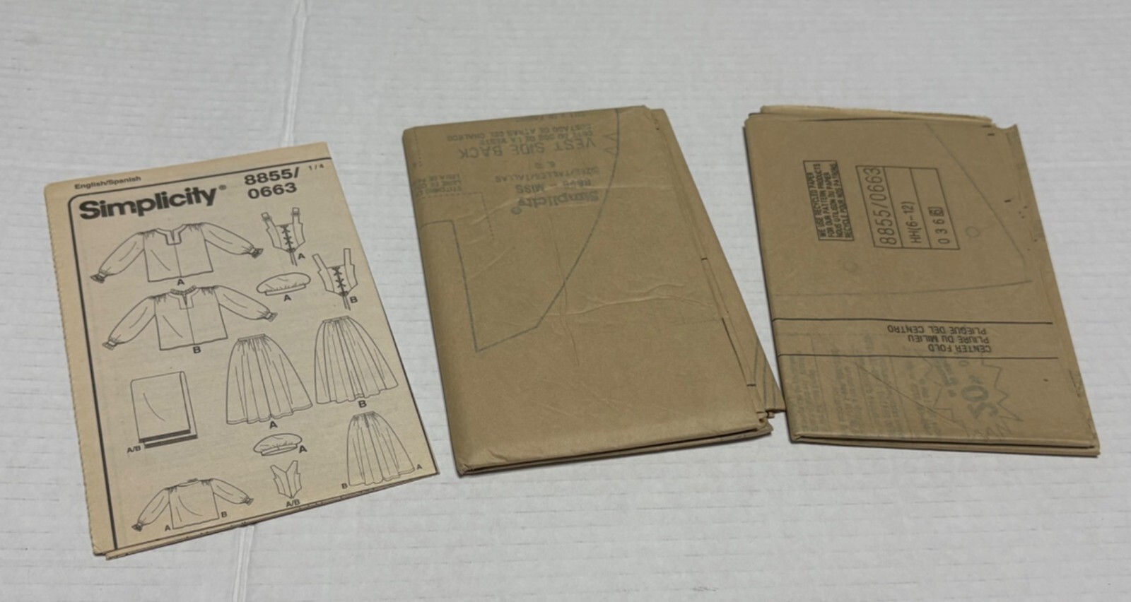 Simplicity 0663 Celtic Costume Sewing Pattern 6-12 Skirt Shawl Vest ...