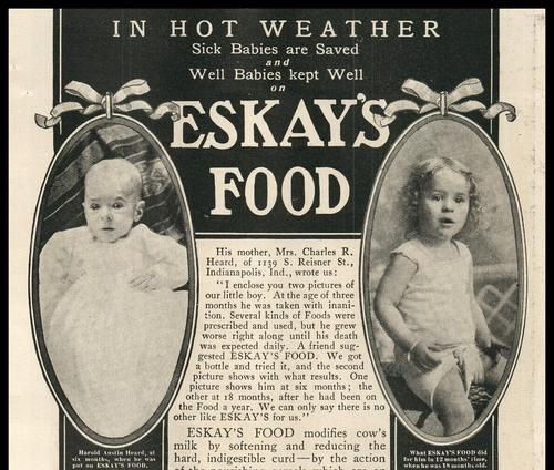 1905 Eskay's Baby Food "Sick Babies Are Saved" Infant Formula Frame Bottle 8440 | eBay
